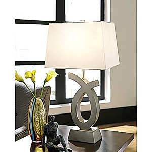 Signature Design by Ashley Amayeta Modern 28" Art Sculptured Design Table Lamp, 2 Count, Silver