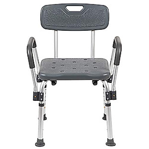 Flash Furniture HERCULES Series 300 Lb. Capacity, Adjustable Gray Bath & Shower Chair with Depth Adjustable Back
