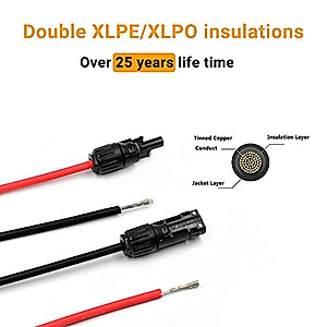 Triproton 1500V 10 feet 10AWG Solar Panel Extension Cable with IP68 Female and Male Connector Waterproof Adaptor Kit (10FT)