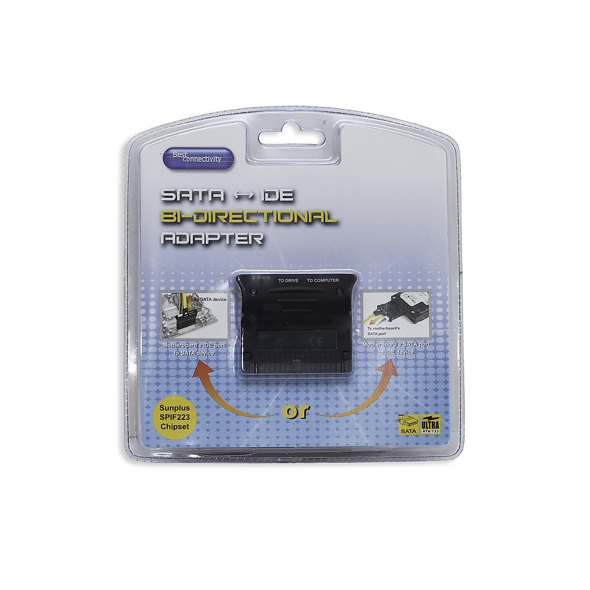 SYBA SATA II to IDE PATA ATA133 Bi-Directional Adapter for 2.5" 3.5" HDD SSD CD DVD SD-ADA50016,Black