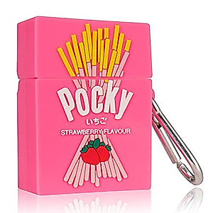 Joyleop Pink Cookie Case for Airpods 1/2, Cute Cartoon Fun Funny 3D Food Design Kids Girls Teens Boys Cover, Kawaii Cool Stylish Fashion Soft Silicone Character Trendy Air pods Cases for Airpod 1&2