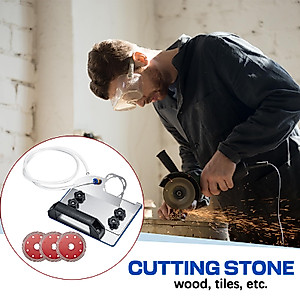 Hicarer Angle Grinder Stand for Tile 45° Chamfer Cutting Tile Chamfering Tool with 3 Saw Blades a Hose Angle Grinder Bracket Grinder Holder Type 100 Angle Grinder Attachment for Ceramic Stone Cutting