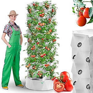 Nutraponics Hydroponics Tower - Hydroponics Growing System for Indoor Herbs, Fruits and Vegetables - Aeroponic Tower with Hydrating Pump, Timer, Adapter, Seeding Bed & Net Pots (Aqua 48)