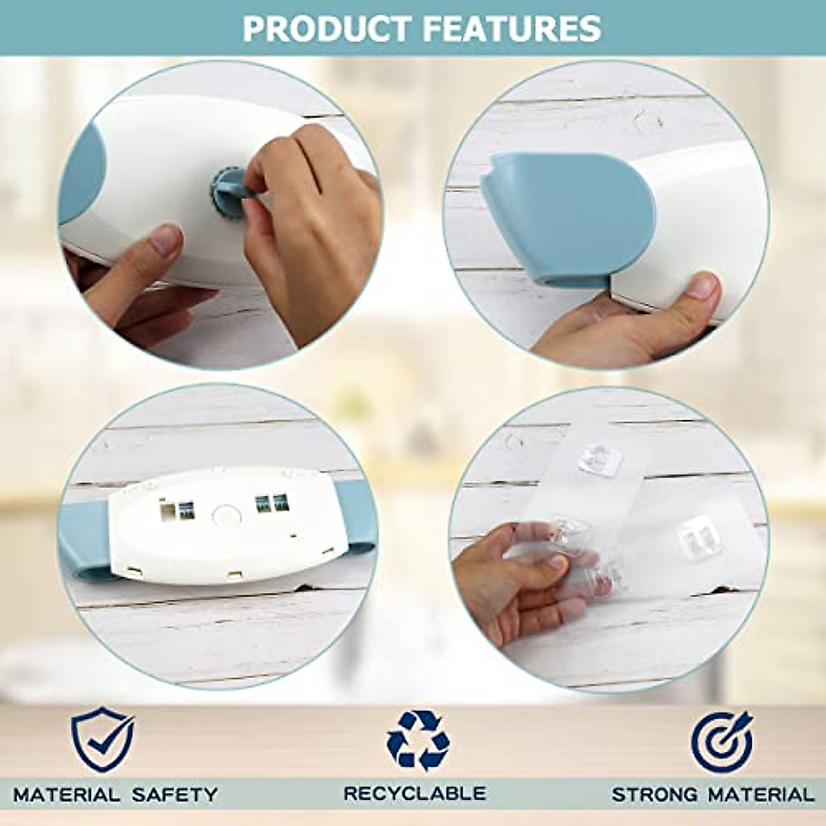 DOERDO 2Pcs Wall Mount Pot Lid Organizer, Cabinet Door Organizer, Adjustable Wall Mount Pot Lid Rack and Pan Organizer for Kitchen, Grey,Blue