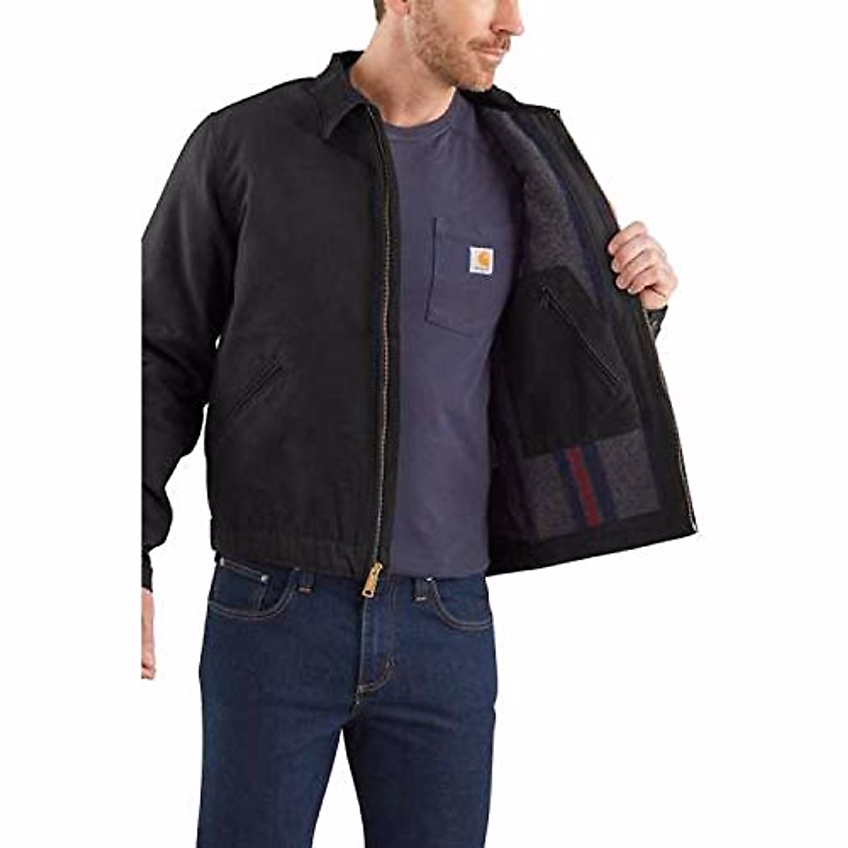 Carhartt mens Duck Detroit Jacket (Regular and Big & Tall Sizes) Work Utility Outerwear, Black, XX-Large US