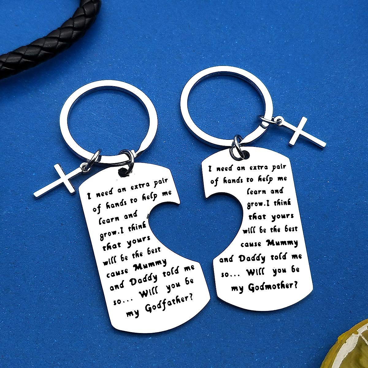 Dabihu Godparent Gifts from Godchild Will You Be My Godmother/Godfather Keychain Set Christening Gift Godparents Announcement Jewelry First Communion Gift for Godmother Godfather Baptism Gift Keyring