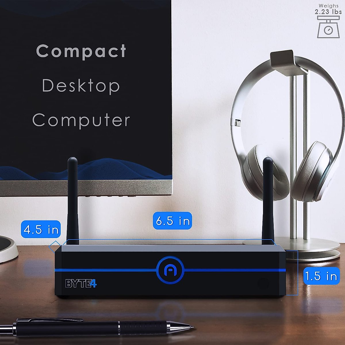 AZULLE Byte4 Pro Fanless Mini Desktop PC 4GB/64GB with Keyboard - Business & Home Powerful Portable Computer, WiFi, Ethernet, Windows 10 Pro