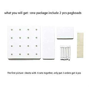 Wall Plastic Decorative DIY Convenient Pegboard Wall Mount Display Wall Organization Storage Wall Shelf for Living Room Kitchen Bathroom Office ，Set of 2
