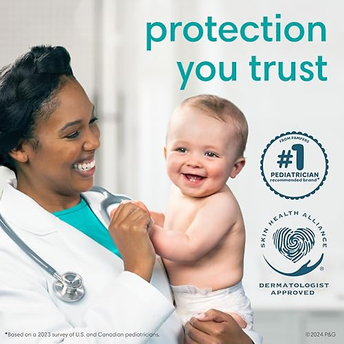 Pampers Baby Diapers - Pure Protection - Size 1, 132 Count, for up to 100% Leakproof, Premium Plant-based Skin Protection