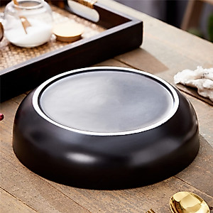 Swuut 10" Large Serving Bowl, 2.8 Quart Big Salad Bowl, Porcelain White Pasta Bowl, Sturdy Mixing Bowls, Matte Soup Bowl for Family Kitchen,Microwave & Dishwasher Safe (Black)