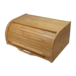 Large bread box bread basket wooden box storage boxes kitchen counter organizer wooden storage box bread storage. roll top breadbox. bread boxes for kitchen countertop. Bamboo wooden boxes. (Natural)