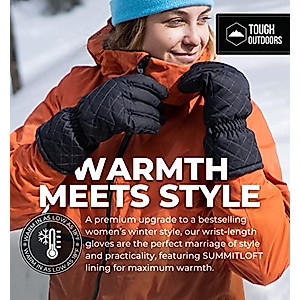 Tough Outdoors Women's Ski Gloves - Womens Snow Gloves - Winter Waterproof Snow Gloves - Adult Snow Gloves - Ladies Snowboarding Gloves