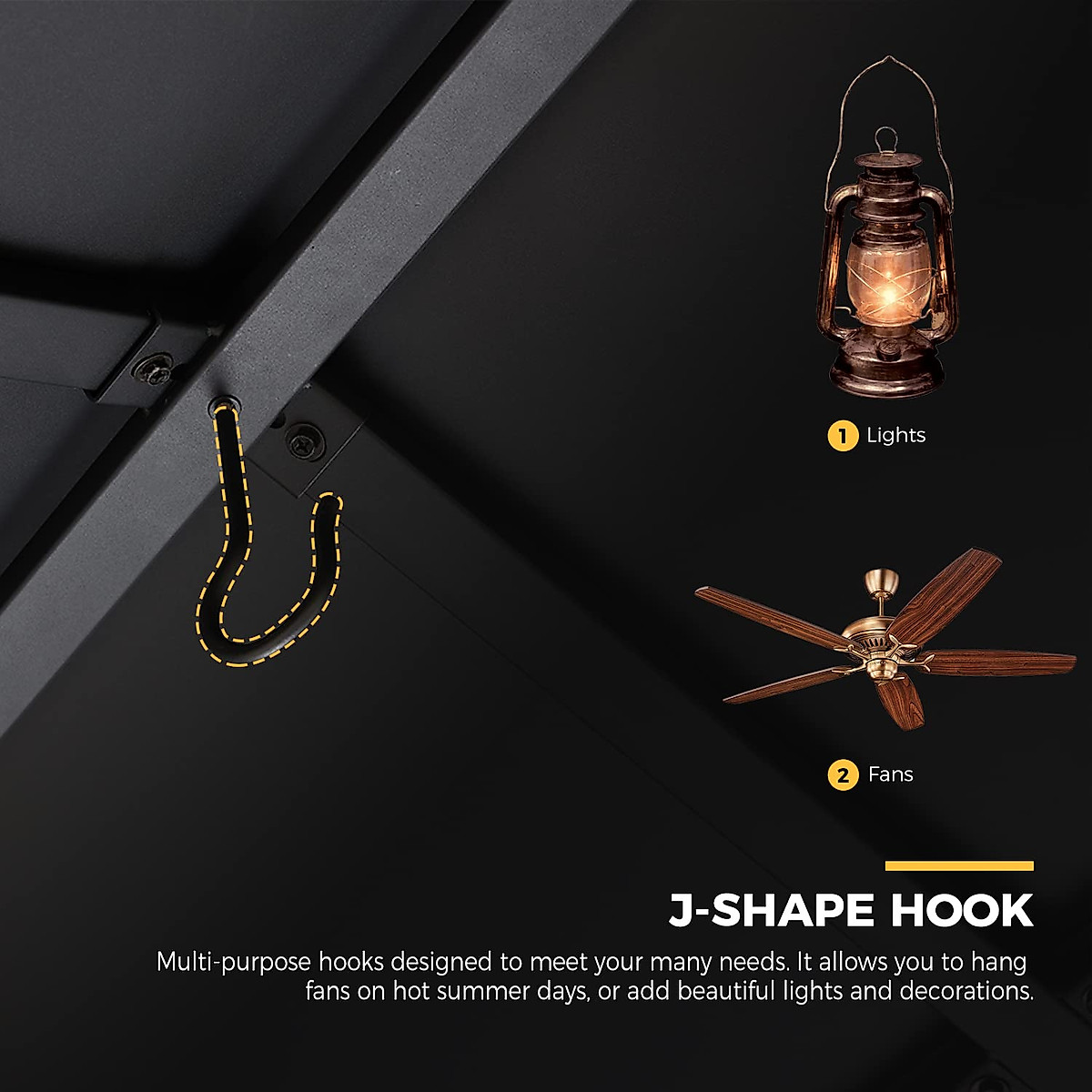 YOLENY 10'x12' Gazebo with Galvanized Steel Roof, Hardtop Double Roof with Anti-Rust Coating, Outdoor Gazebos with Curtains and Netting, Sunshade for Gardens, Lawns, Deck