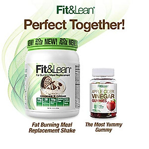 Fit & Lean Meal Shake Meal Replacement with Protein, Fiber, Probiotics and Organic Fruits & Vegetables, Cookies and Cream, 1lb, 10 Servings Per Container