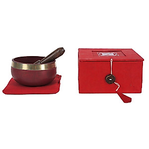 JIVE® Tibetan Chakra Singing Bowl Set Palm Size Root Chakra Red Singing Bowl - Premium Quality