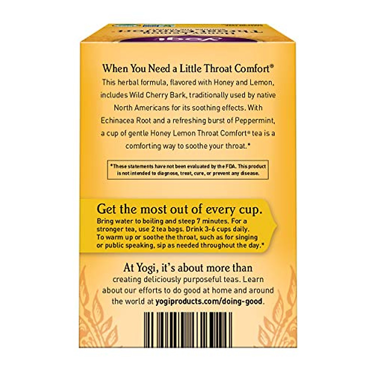 Yogi Tea, Honey Lemon Throat Comfort, 16 Count