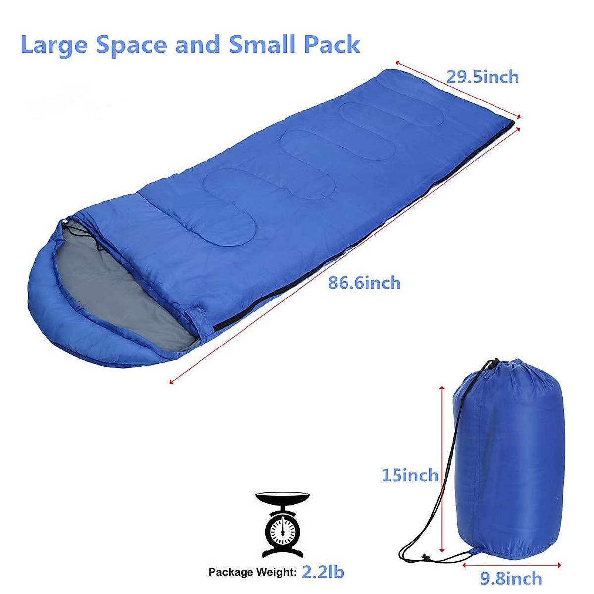 Toxz Sleeping Bag Lightweight Portable Waterproof Camping Bag for Single Person,Soft Fabric,Polyester Lining,Easily Be Wiped Clean,Machine Washable(Ship from US!)
