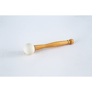 Leize Crystal Singing Bowl 432hz G Note Throat Chakra White 8" with Suede Striker