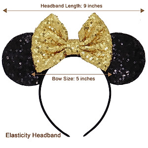 LIHELEI Minnie Ears Mouse Ears Headband with Leopard Bows, Party Decoration Headbands for Halloween Costume, Headwear Hair Accessories for Women Girls-3 PCS A