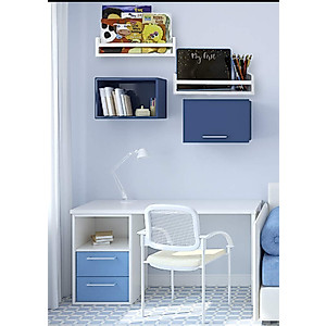 MASHBA Nursery Floating Shelf, Set of 2, White Wall Mounted Bookshelves for Organizing Books, Toy Storage, Knick Knacks, and Cute Home Decor