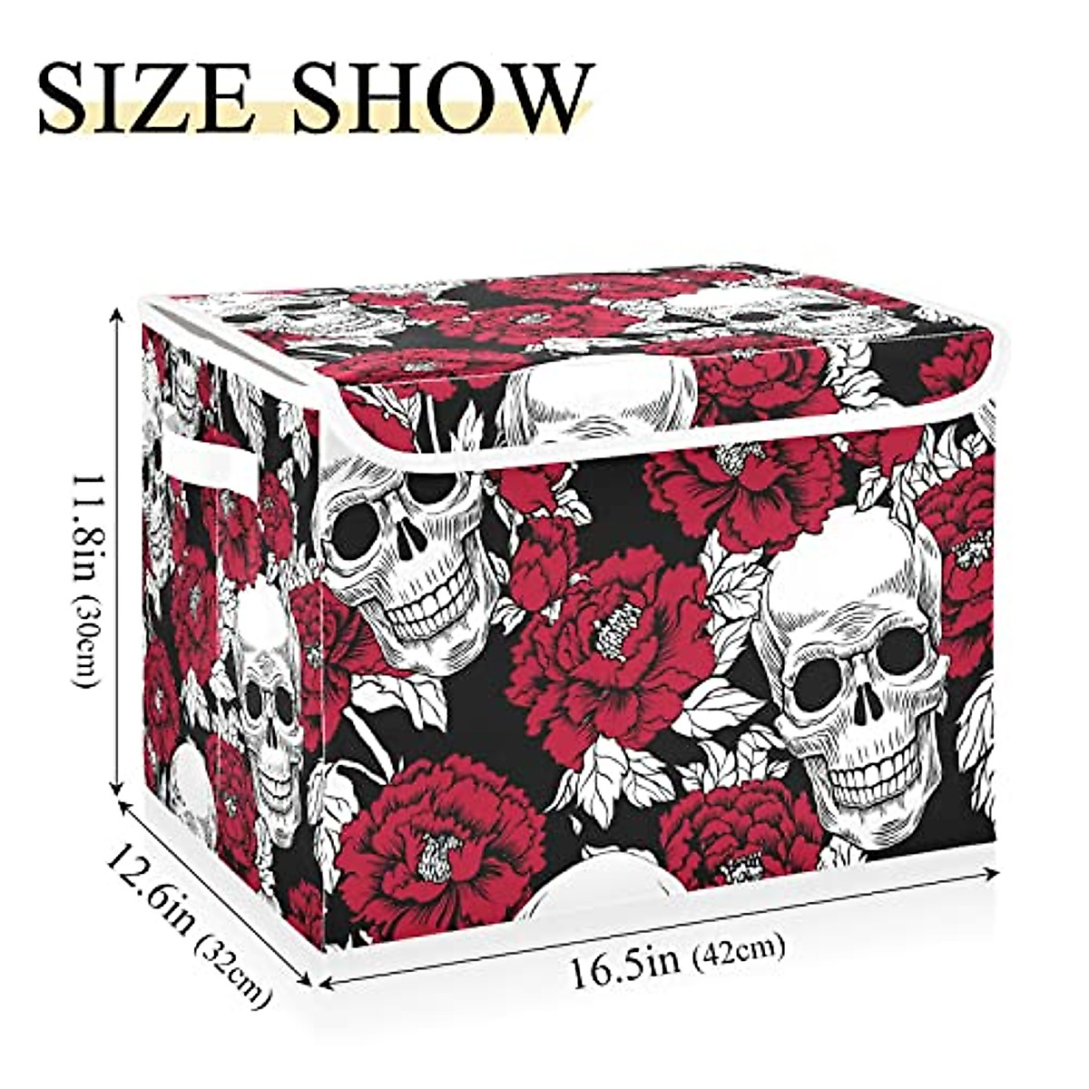 innewgogo Day Of The Dead Gold Skull Storage Bins with Lids for Organizing Closet Organizers with Handles Oxford Cloth Storage Cube Box for Toys