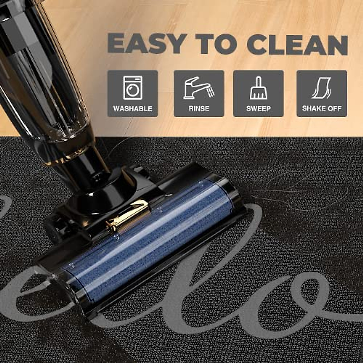 MatEssenz Front Door Mat, Durable Hello Door Mat Outdoor, Resist Dirt Welcome Mat for Shoes Scraper, Low Profile Indoor Door Mats, Doormat for Entrance, Garage, High Traffic Area(17X30, Grey)