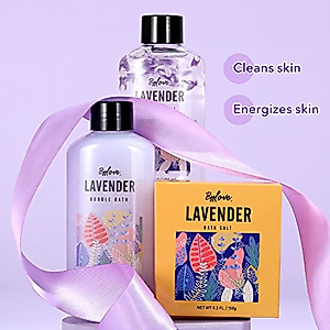 BFF LOVE Spa Gift Baskets for Women, Bath and Body Gift Set, Lavender Spa Set for Women Gift, with Candle, Bath Bomb, Bubble Bath, Relaxing Pamper Gifts for Women, Valentines Gifts for Her