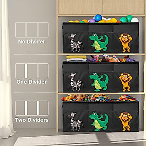Extra Large Toy Box, Collapsible Sturdy Toy Storage Organizer with Lids, Dinosaur Toy Box for Boys Girls, 42"x16"x14" Kids Toy Chest Bin Box Baskets for Living Room, Playroom, Bedroom, Nursery, Black
