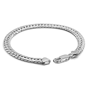 Dankadi Men Italian Solid 925 Sterling Silver Herringbone Bracelet 6MM flat Snake Chain 6.5 "7" 7.5 "8" 8.5 "9" Women Bangle Fine Jewelry gift (Silver, 7.5 inches)