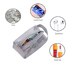 Finyoffiy 3pcs Portable Square Mesh Storage Bag,Zippered Mesh Cosmetic Bag,Small Square Mesh Coin Purse Travel Storage Carry Pouch (3pcs)