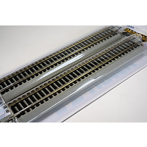 Bachmann Trains - Snap-Fit E-Z Track 9” Straight Track (4/card) - Nickel Silver Rail With Gray Roadbed - HO Scale