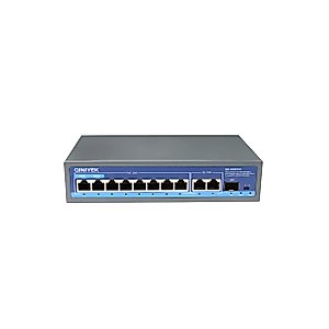 8 Port Ethernet Unmanaged POE+ Switch, 2 Uplink Gigabit Ports, 1*1.25G SFP Port , 120W 802.3af/at ,Unmanaged Plug and Play, Desktop or Wall-Mounted Smart Ethernet Switch