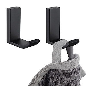APLusee 2 Pack Bath Robe Hook, 304 Stainless Steel L Shape Coat Holder, Bathroom Home Accessories Matte Black