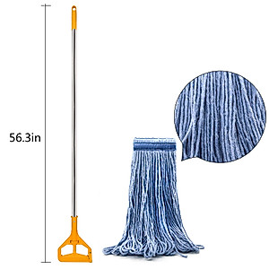 1 Pack 56-inch Quick Change Stainless Steel Mop Handles with Loop-End Mop Head for Home, Commercial and Industrial Use