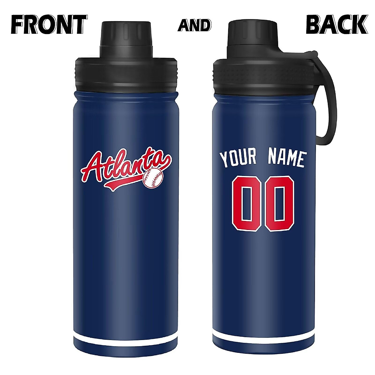 ANTKING Atlanta Tumbler Travel Mug Coffee Cup Custom Name Number for Men Women Youth Gifts