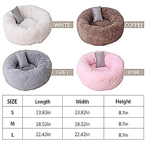 TINTON LIFE Luxury Plush Pet Bed with Pillow for Cats Small Dogs Round Donut Cuddler Oval Cozy Self-Warming Cat Bed for Improved Sleep Pink M