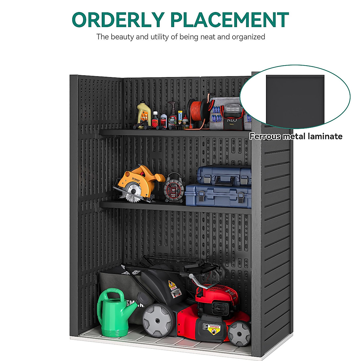 YITAHOME Metal Storage Shed Shelves for 59 cuft Vertical Outdoor Storage Shed，2PCS Space-Saving Waterproof Shelf with 8 Screws for Outdoor Storage Sheds, 51 inx13.8 in, Easy Assembly, 22 lbs, Black