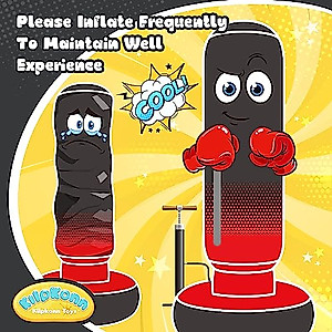Kilpkonn Punching Bag for Kids, 67" Inflatable Punching Boxing Bag Set with Gloves and Pump - Red