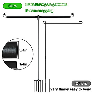Garden Flag Stand Holder with 5 Prong Base for Double Flags - 3/4 Inch Extra Thick Heavy Duty Yard Flag Holder for Outside 12x18 Home Patio Decor
