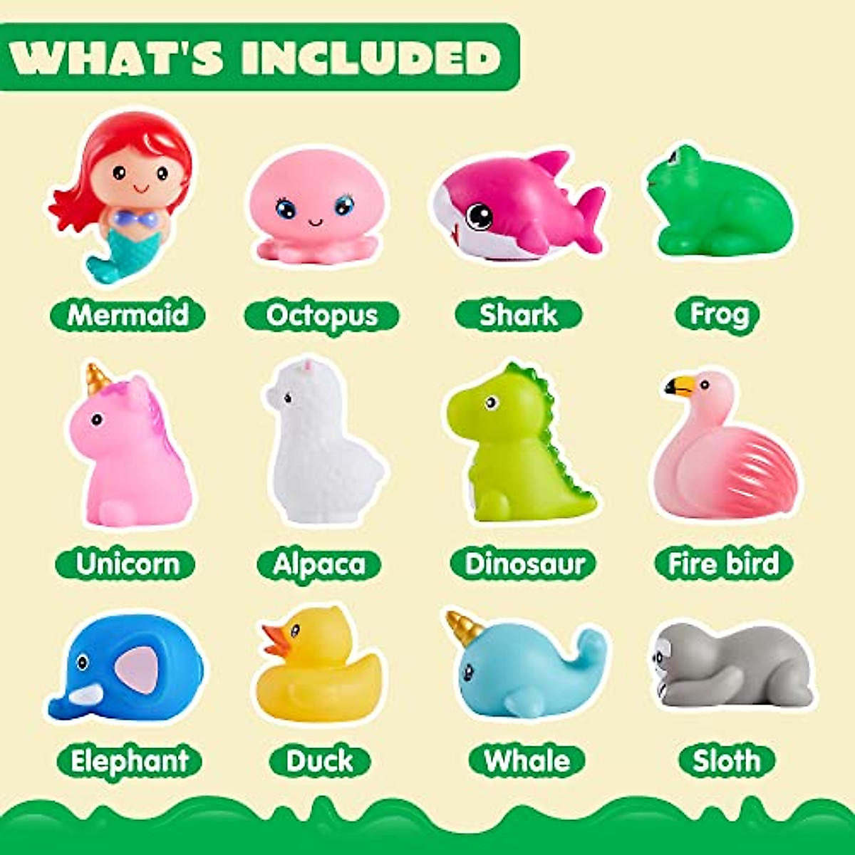 JOYIN 12Pcs Light Up Bath Toys, Toddler Flashing Colourful LED Bathtub Mermaid Toy, Baby Bathtime Floating Rubber Shower Toy for Infant Baby Kids Boy Girl Birthday Valentines Gift Swimming Pool Party