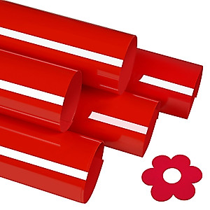 HTVRONT 3D Puff Vinyl Heat Transfer, 5Pcs 3D Puff Vinyl Sheets for T Shirts, Red Puff Heat Transfer Vinyl for Cricut & Cameo - Easy to Cut & Weed & Transfer (12 * 10in)