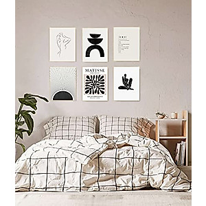 Onivein Matisse Wall Art Prints Set of 6 Black and White Boho Posters Matisse Minimalist Abstract Modern Bohemian Line Artwork Women Body Pictures for Bedroom Living Room Decor（8x10inch, Unframed