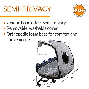 K&H PET PRODUCTS Universal Mount Kitty Sill Cat Window Perch 14 X 24 Inches Hooded Fleece with Window