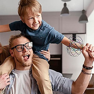 Flow Ring Spinner Ring Arm Toy - Magic Ring Game for Kids Arm Bracelet Kinetic Spiral Flow Ring Spring Toy - 3D Roll Rings Arm Slinky Metal Toy Stainless Ring - Infinity Loop Rainbow Kinetic Flow Ring