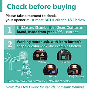 Solidremote 371LM 373LM 971LM 973LM, for LiftMaster Chamberlain Craftsman Keychain Garage Door Opener Remote, Purple, Red/Orange Learn Button