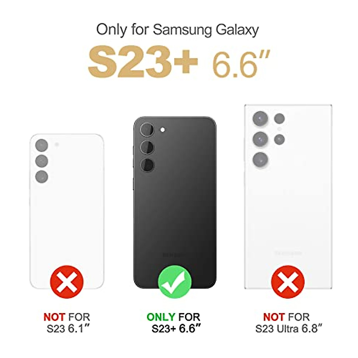 SURITCH for Samsung Galaxy S23+ Plus Clear Case 6.6" (Only), [Built-in Screen Protector] Full Body Protective Hard Shell+Soft TPU Phone Case for Samsung S23 Plus -(Full Clear)