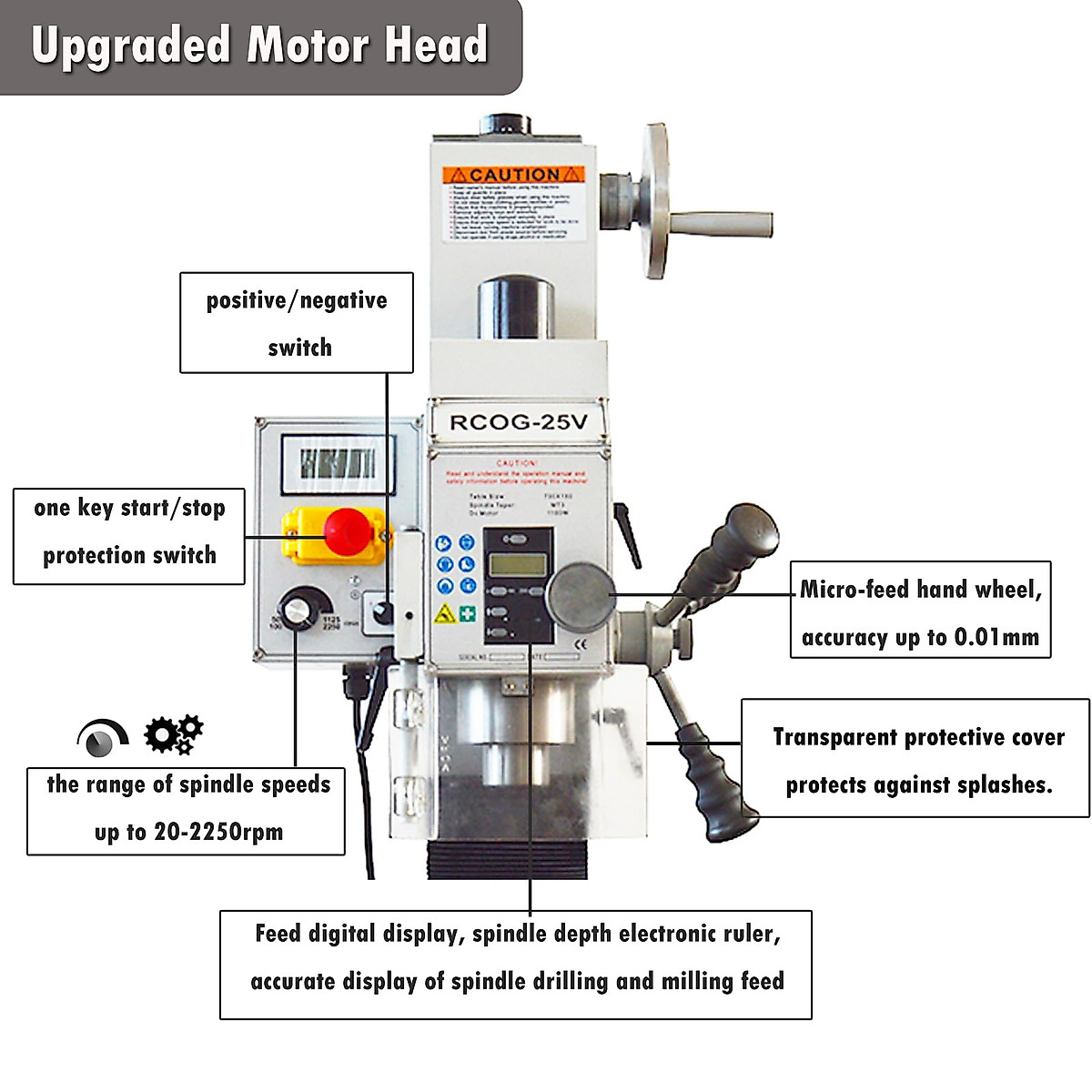 INTBUYING MIni Milling Drilling Machine Vertical R8 Mini Benchtop Mill/Drill Machine 7"X27" 1100W 20-2250rpm Variable Speed with Grating Ruler, Axis X Power Feed, Accessory R8 Tapper Package 110V