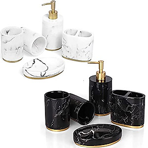 Set of 2, Bathroom Accessories Set，Marble Look Bathroom Sets for Counter Top Restroom Apartment Decor Stuff, Imitated Resin Kits, Gift for Women and Men