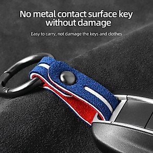 BETTERHUMZ M-Color Alcantara Leather Keychain Ring,Universal Key Chains for Key Fobs for Men and Women Car Accessories (French Style)