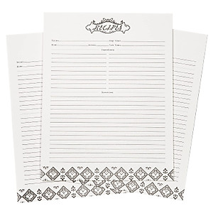 COFICE 50 Pack Recipe Paper for 8.5x11 Full Page 3 Ring Book Binder with Plastic Protectors (Tableware)